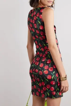 DOLCE&AMP;GABBANA Printed Silkblend Satin Mini Dress