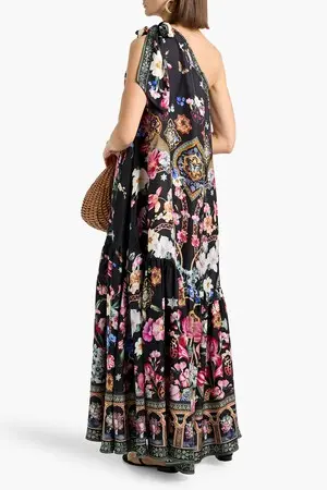 Camilla One-shoulder Crystal-embellished Printed Silk Twill Maxi Dress