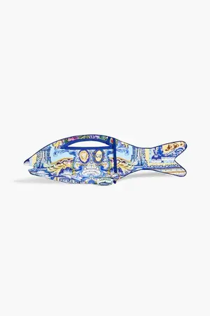 Camilla Crystalembellished Printed Silkcrepe Clutch - Blue