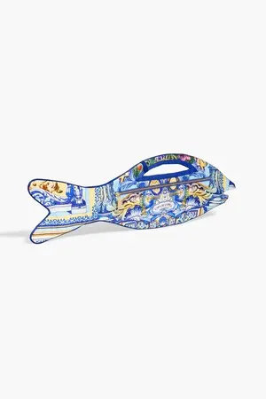 Camilla Crystalembellished Printed Silkcrepe Clutch