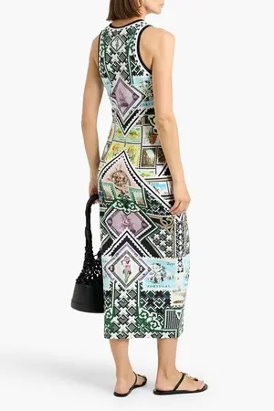 Camilla Studded Printed Cottonblend Jersey Midi Dress