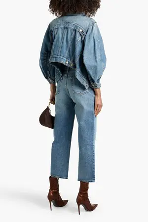 Alexander McQueen Asymmetric Cropped Denim Jacket