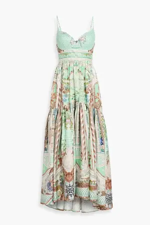 Camilla Crystalembellished Printed Silktwill Maxi Dress - Mint