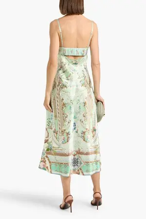 Camilla Cutout Printed Silksatin Midi Dress