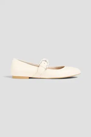 STUART WEITZMAN Piper Embellished Leather Mary Jane Flats