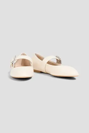 STUART WEITZMAN Piper Embellished Leather Mary Jane Flats