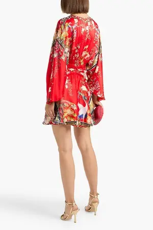 Camilla Crystal-embellished Printed Silk-satin Mini Dress
