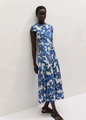 ME+EM Shadow Paradise Print Ruched Maxi Dress