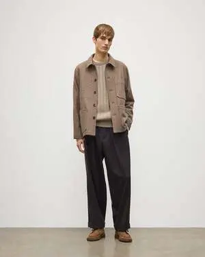 Johnstons Of Elgin Weavers Jacket In Camel & Herringbone Wool