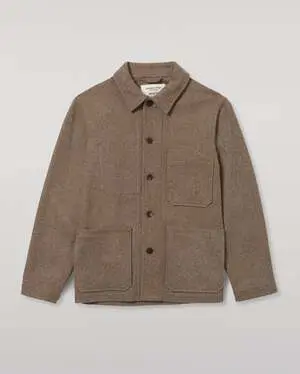 Johnstons Of Elgin Weavers Jacket In Camel & Herringbone Wool