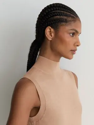 REISS Evelyn Merino Wool Funnel-neck Sleeveless Vest - Camel