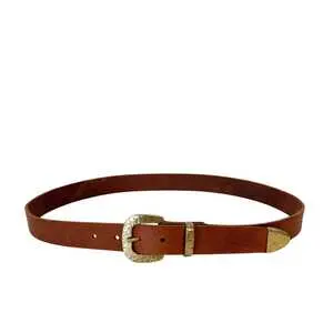 JUAN-JO Leather Belt With Gold Buckle - Brown