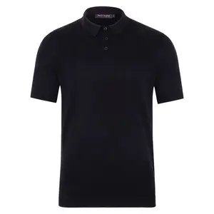 PAUL JAMES KNITWEAR Ultra Fine Cotton Earll Short Sleeve Polo Shirt - Black