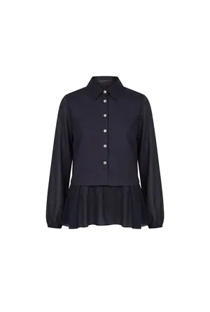 JAMES LAKELAND Navy Contrast Hem Blouse - Blue