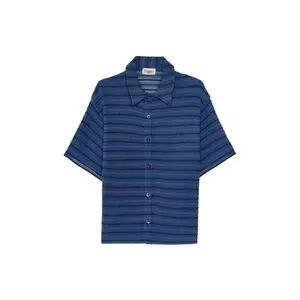 THISISU COLLECTION Solea Striped Knit Short Sleeve Shirt - Blue