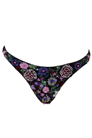 SELF-ADORE Fleur 3d Hand-beaded Embellished Bikini Bottom