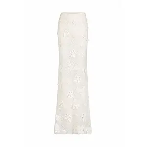 SCARLETT GASQUE Ariel Crochet Long Skirt - White