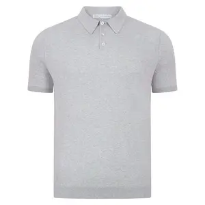 PAUL JAMES KNITWEAR Ultra Fine Cotton Earll Short Sleeve Polo Shirt Light - Grey