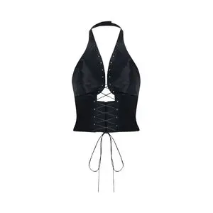 PCFG The Party Edit Crisscross Neck Lace-up Top - Black