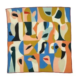 FOLIE LIVING Women's Green / Blue / Pink Kaleidoscope Of Memories Cotton Scarf Small