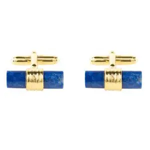 LATELITA Blue / Gold Cylindrical Cufflink Gold Lapis Lazuli - Blue/gold