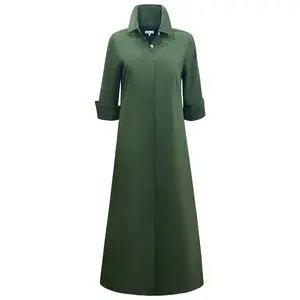 PERLAVERA Three Quarter Sleeve Maxi Dress - Green