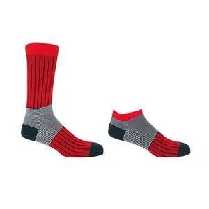 PEPER HAROW - MADE IN ENGLAND Oxford Stripe Scarlet Luxury Crew & Trainer Men’s Socks Bundle - Red