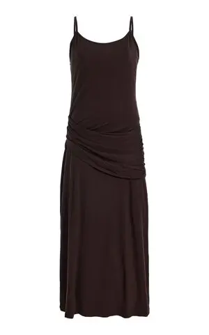 ANEMOS Draped Jersey Midi Dress - Brown