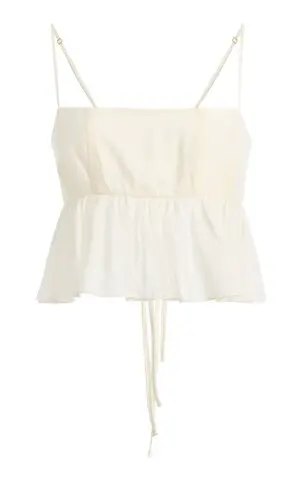 MORE NOIR Dune Cotton-silk Voile Cropped Top