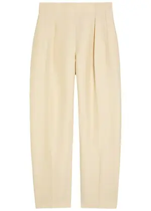 Khaite Somera Wool And Silk-blend Trousers - Ivory