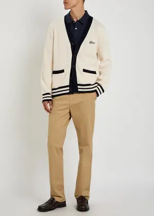 Gant Logo-embroidered Cotton-knit Cardigan