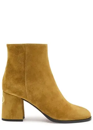 Valentino Garavani Fawcette 75 Suede Ankle Boots - Camel
