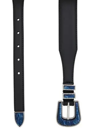 SILVER OSTRICH Crazy Leather Belt