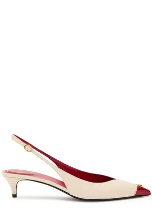 Valentino Garavani Vlogo Slingback Leather Pumps - Cream