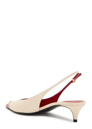 Valentino Garavani Vlogo Slingback Leather Pumps - Cream