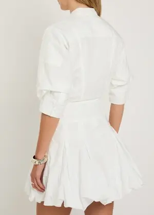 Simkhai Effie Bubble-hem Cotton-blend Poplin Mini Shirt Dress