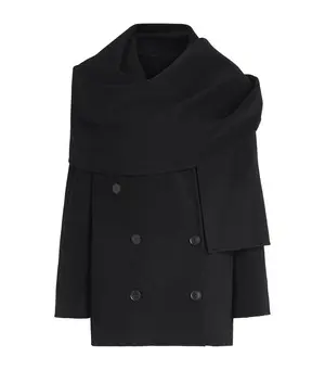 Camilla And Marc Wool-blend Scarf-neck Memoria Coat - Black