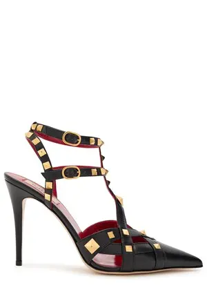 Valentino Garavani Studded Leather Cage Sandals - Black