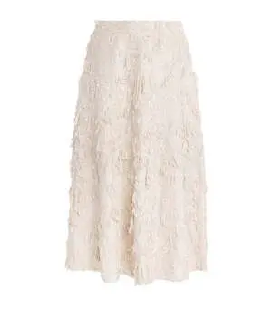 Camilla And Marc Jacquard Fringed Tundra Midi Skirt - Ivory