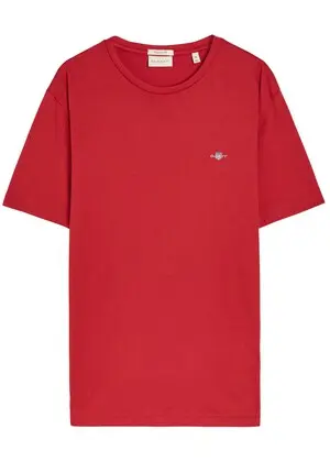 Gant Logo-embroidered Cotton T-shirt - Red