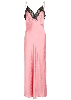 Rixo Alberta Floral Jacquard Lace Midi Slip Dress - Pink