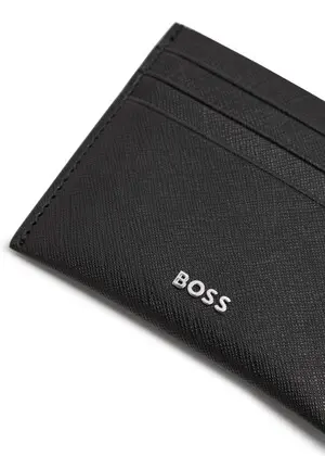 BOSS Northon Logo Saffiano Leather Card Holder