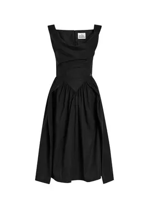 VIVIENNE WESTWOOD Sunday Logo-embroidered Cotton-poplin Midi Dress - Black