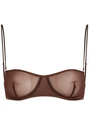 Calvin Klein Alden Unlined Stretch-mesh Bra - Brown
