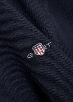 Gant Logo-embroidered Piqué Cotton Polo Shirt - Navy