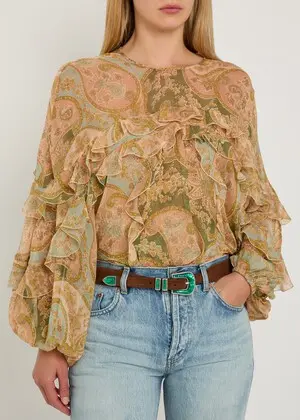 SILVER OSTRICH Crazy Suede Belt