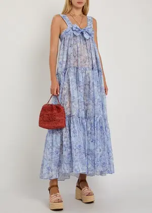 Chloé Floral-print Tiered Cotton Midi Dress