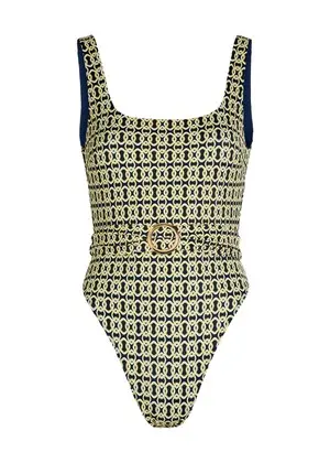 AWAY THAT DAY Cayman Printed Swimsuit - Navy