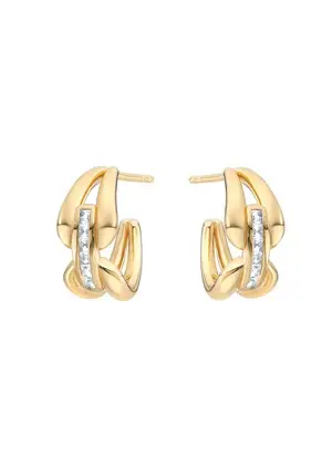 LAURA VANN 14kt Vermeil Hoop Earrings With White Topaz - Gold