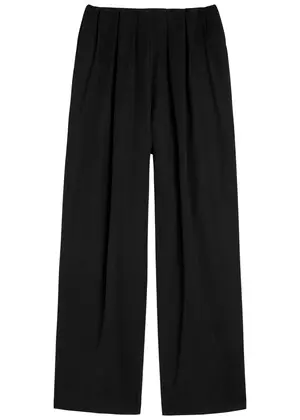 Khaite Kaia Wide-leg Wool Trousers - Black